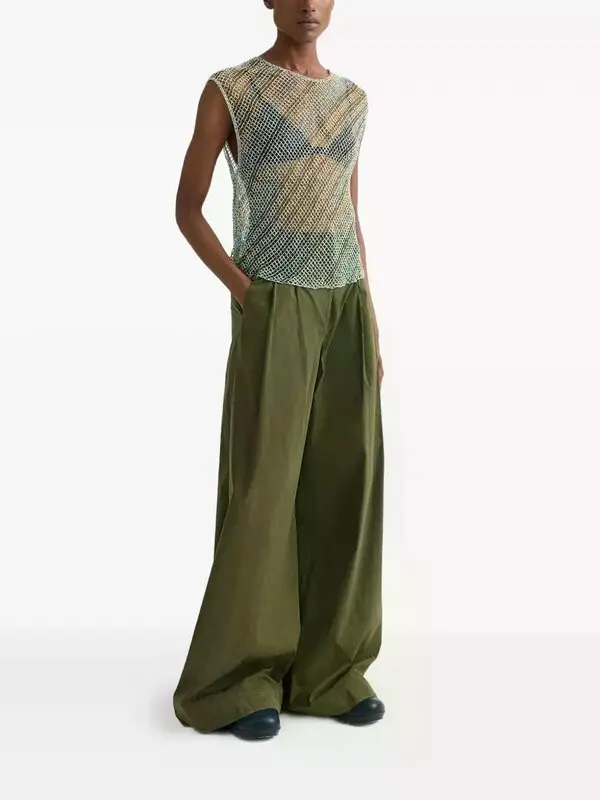 TWP Bead-embellished Mesh Top
