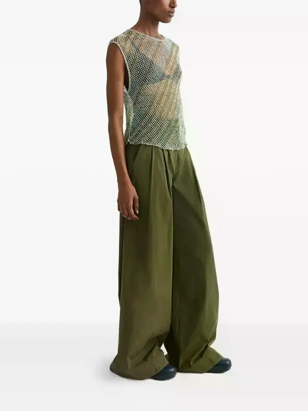 TWP Bead-embellished Mesh Top