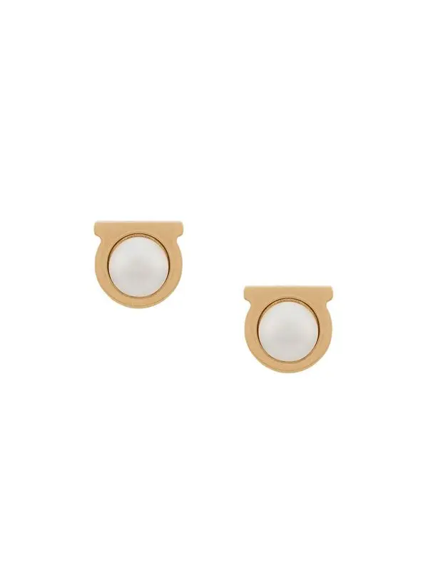 FERRAGAMO Gancini Pearl Earrings - Metallic