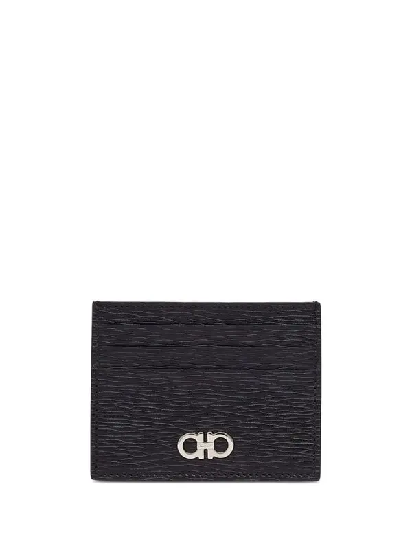 FERRAGAMO Two-tone Gancini Card Holder - Black