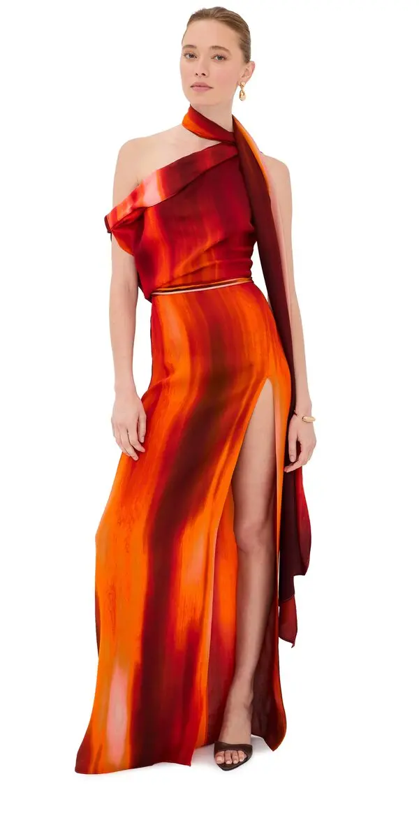 LAQUAN SMITH Asymmetrical Draped Dress With Scarf - Multi