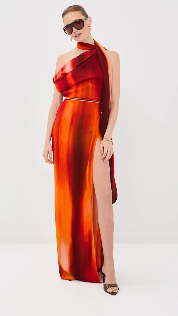 LAQUAN SMITH Asymmetrical Draped Dress With Scarf