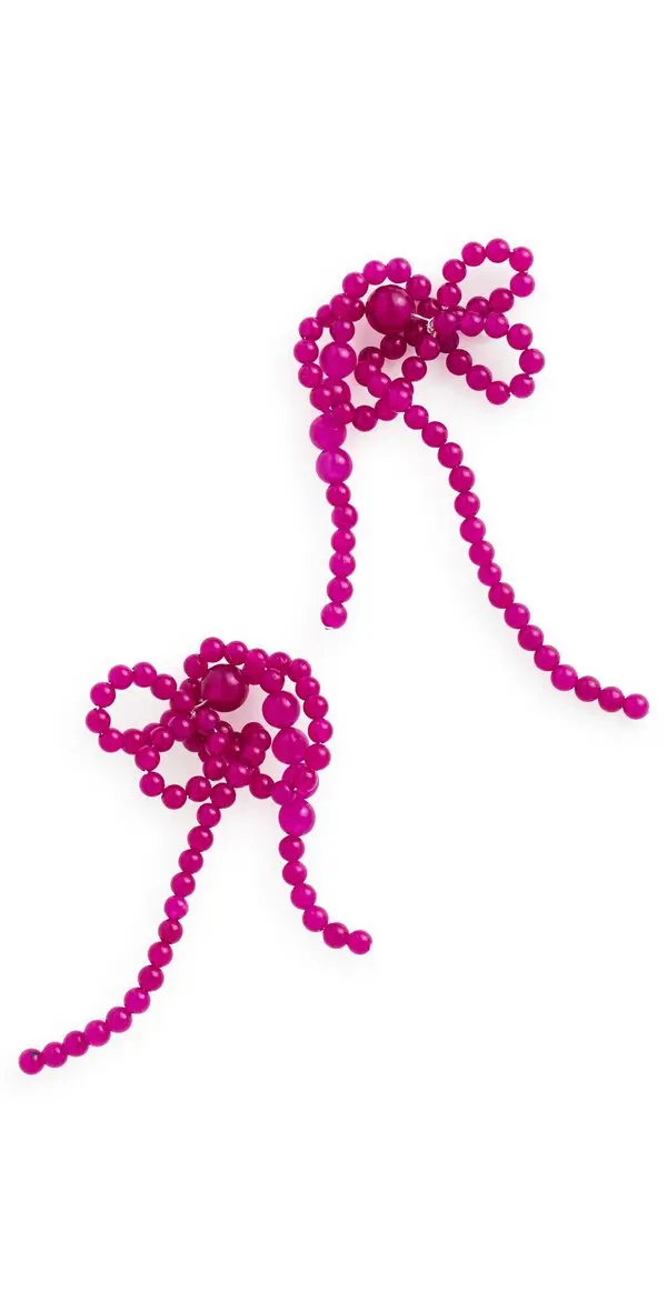 Completedworks Recycled Fuchsia Bead Earrings - Silver