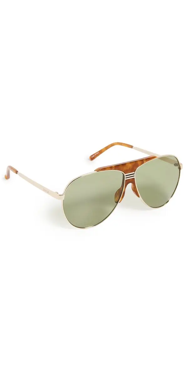 Attico Amelia Sunglasses - Yellow Gold/tortoiseshell/green