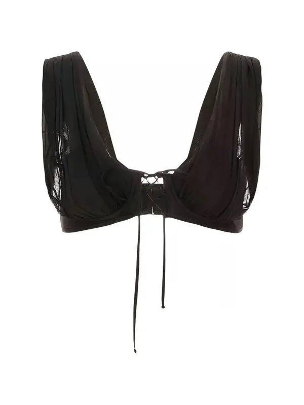 Giuseppe Di Morabito Draped Lace-up Top - Black