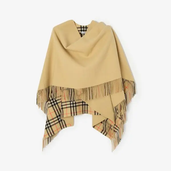 Burberry Wool Blanket Cape - Sand Beige