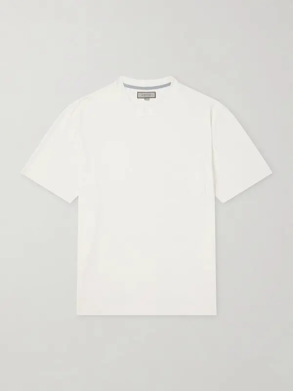 Canali Plain Cotton-jersey T-shirt - Neutrals