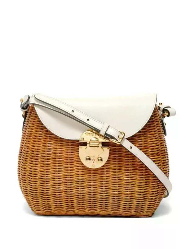 Miu Miu Raffia Basket Shoulder Bag