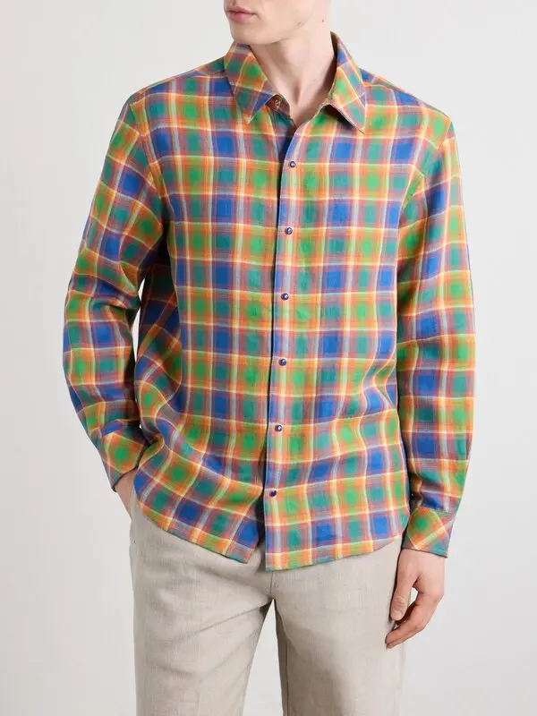 GOD'S TRUE CASHMERE Checked Linen Shirt