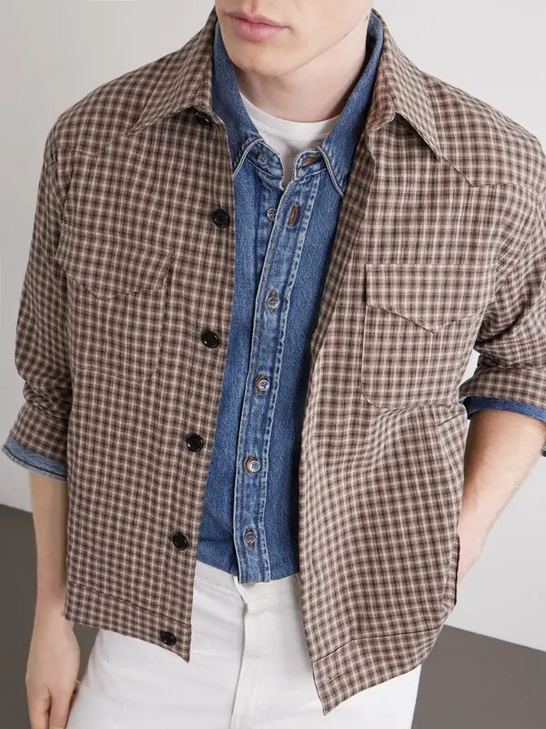 Oliver Peoples Checked Cotton-blend Jacket