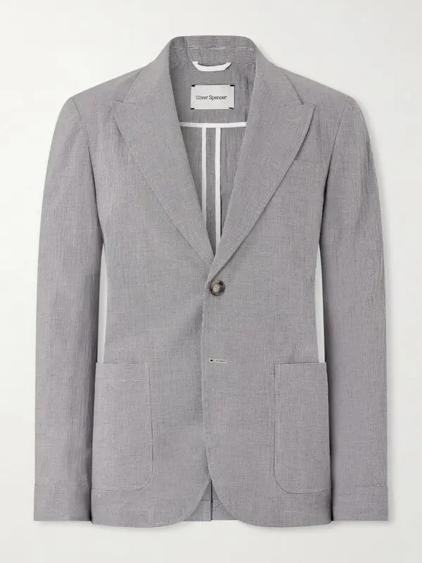 Oliver Peoples Finsbury Checked Cotton-blend Seersucker Suit Jacket