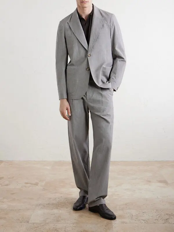 Oliver Peoples Finsbury Checked Cotton-blend Seersucker Suit Jacket