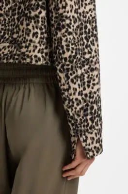 BOSS Leopard Jacquard Regular-fit Cropped Blazer