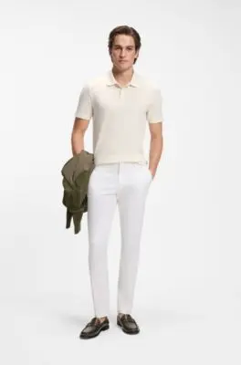 BOSS Cotton-blend Polo Shirt With Bubble-structured Jacquard