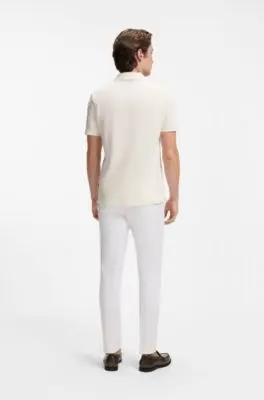BOSS Cotton-blend Polo Shirt With Bubble-structured Jacquard