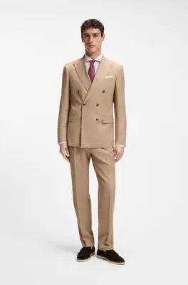 BOSS Slim-fit Shirt In Wrinkle-free Cotton - Beige