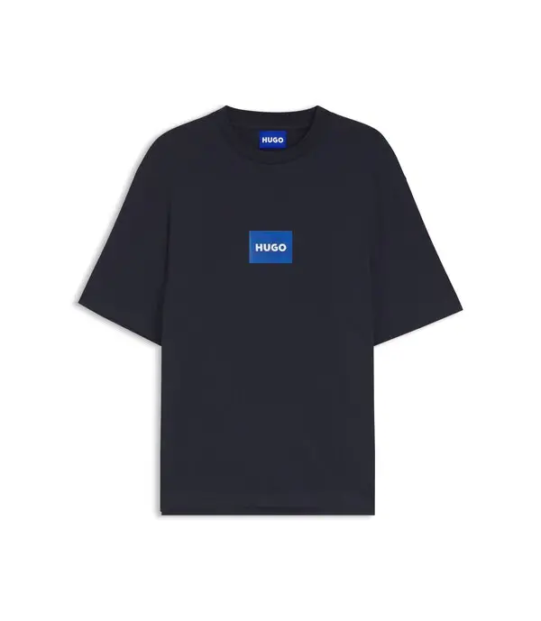 Hugo Logo-print T-shirt In Cotton Jersey - Dark Blue