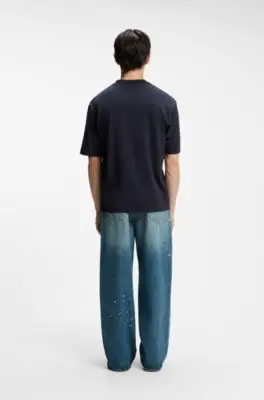Hugo Logo-print T-shirt In Cotton Jersey - Dark Blue