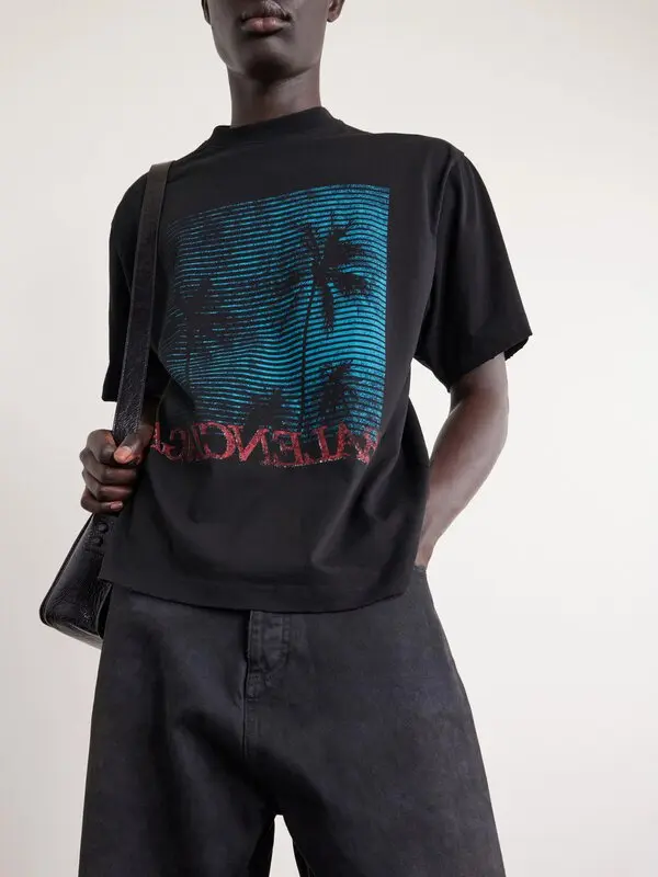 Balenciaga Printed Cotton-jersey T-shirt