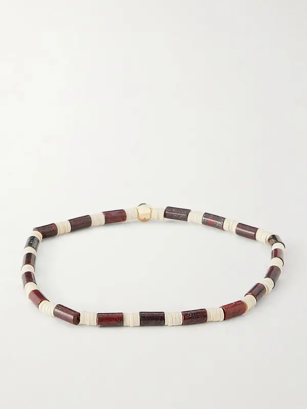 Luis Morais 14-karat Gold, Jasper, And Vinyl Beaded Bracelet