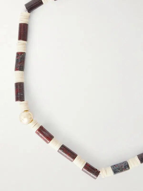 Luis Morais 14-karat Gold, Jasper, And Vinyl Beaded Bracelet