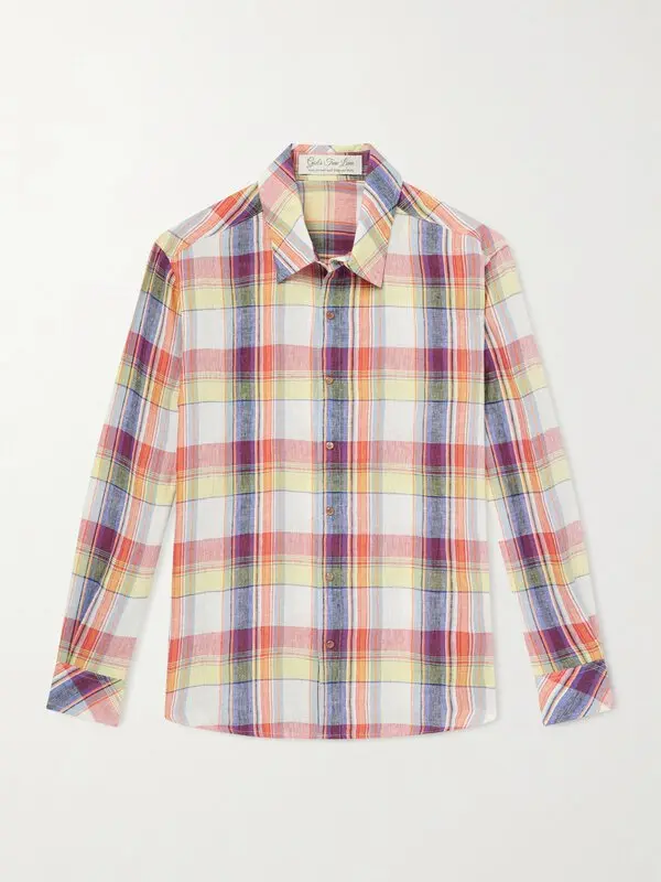 GOD'S TRUE CASHMERE Daybreak Checked Linen Shirt