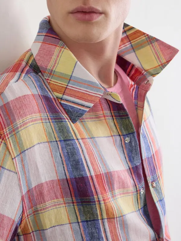 GOD'S TRUE CASHMERE Daybreak Checked Linen Shirt