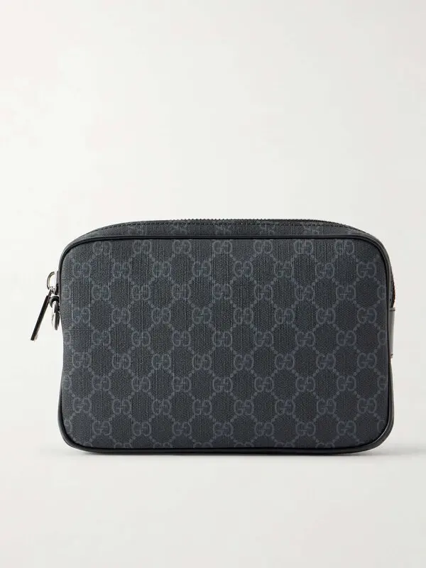 Gucci Monogrammed Coated-canvas Pouch - Black