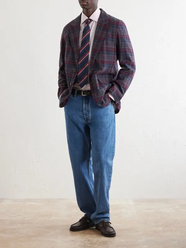 DRAKE'S Madras Games Checked Linen-blend Blazer