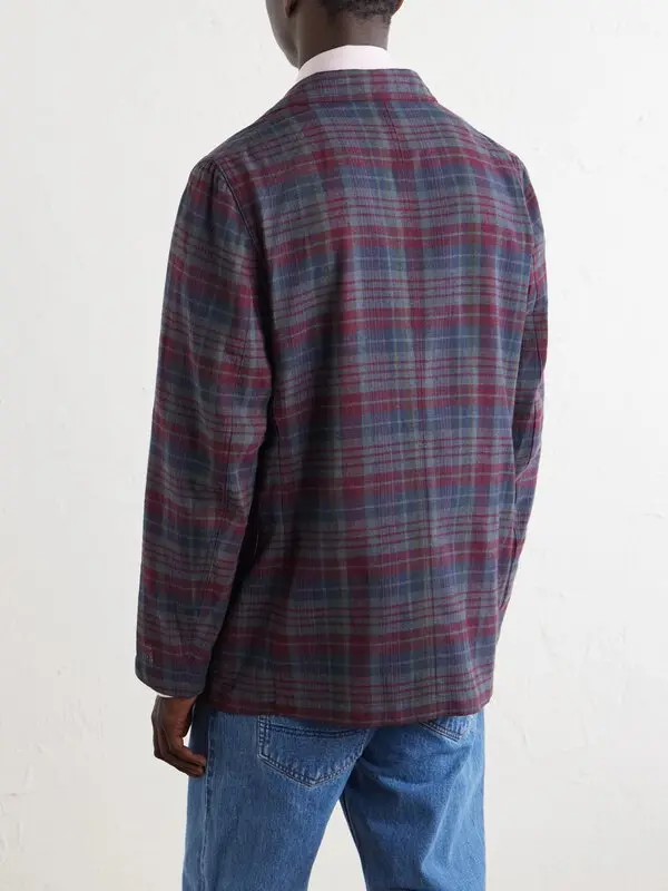 DRAKE'S Madras Games Checked Linen-blend Blazer