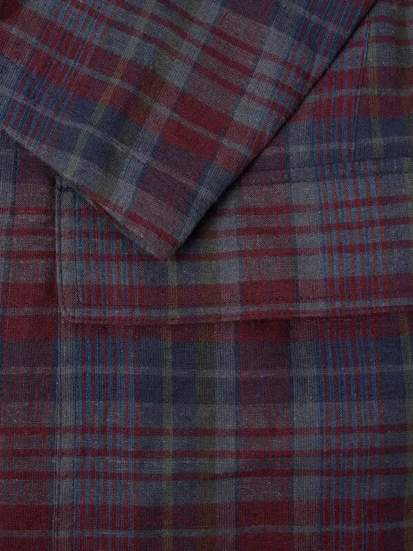 DRAKE'S Madras Games Checked Linen-blend Blazer