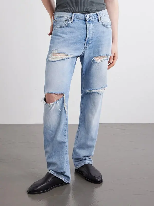 Acne Studios Ripped Straight-leg Cotton Jeans