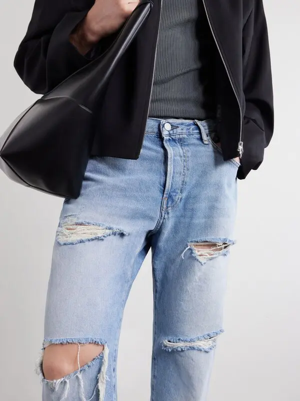 Acne Studios Ripped Straight-leg Cotton Jeans