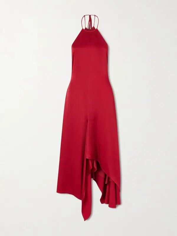 Victoria Beckham Halterneck Midi Dress - Red