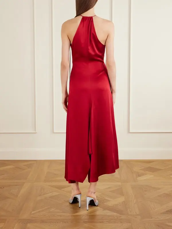 Victoria Beckham Halterneck Midi Dress - Red