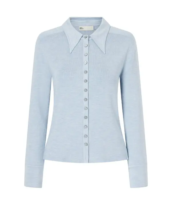 Tory Burch Silk-blend Polo Shirt - Blue