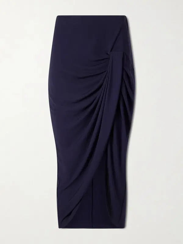 Stella McCartney Draped Stretch-jersey Midi Skirt - Blue