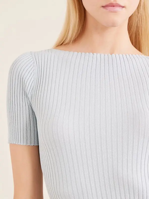 LESET Blake Metallic Ribbed-knit T-shirt