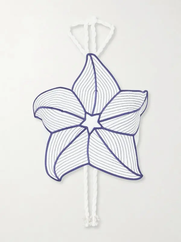 Farm Rio Coast Stars Linen-blend Halterneck Top - Neutrals