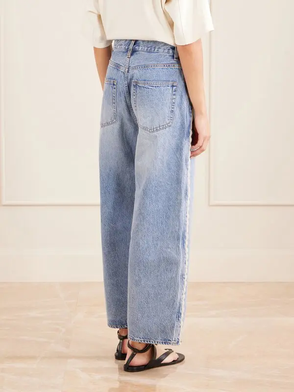 FRAME Crochet Bow Crop High-rise Wide-leg Jeans