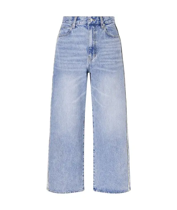 FRAME Crochet Bow Crop High-rise Wide-leg Jeans - Blue