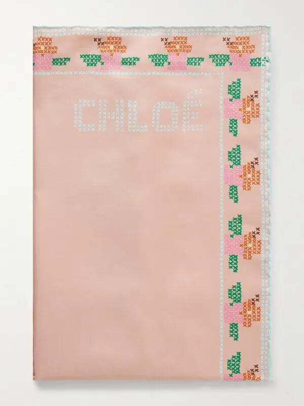 Chloé Printed Silk Scarf - Pink