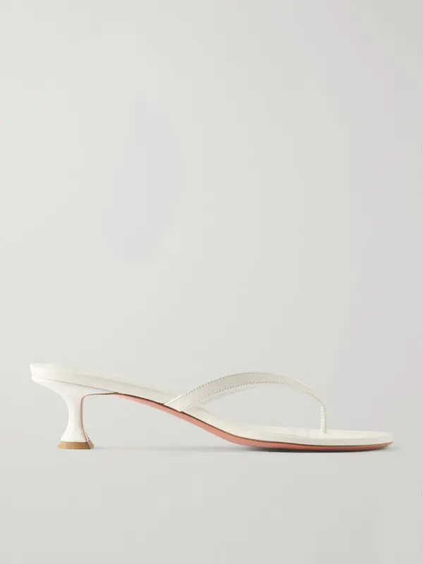 Amina Muaddi Juliette 45 Leather Thong Sandals - White