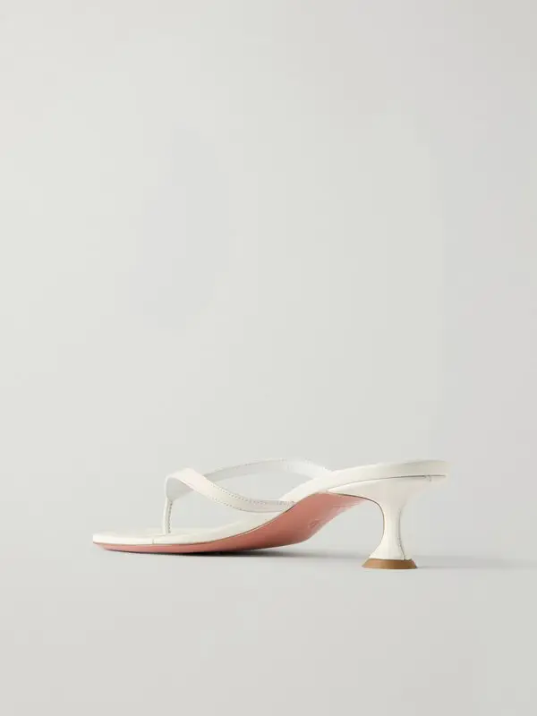 Amina Muaddi Juliette 45 Leather Thong Sandals - White