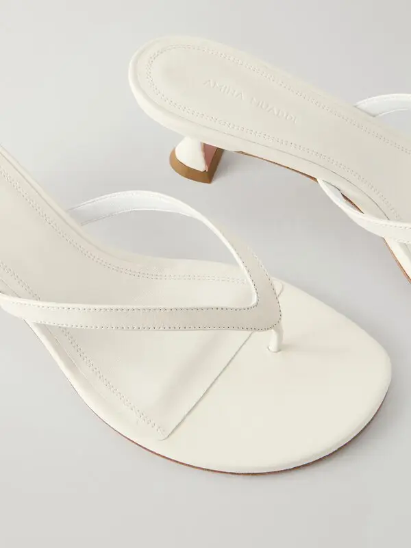Amina Muaddi Juliette 45 Leather Thong Sandals - White