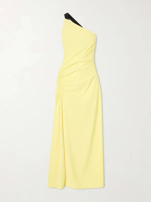 Proenza Schouler Sirena One-shoulder Gathered Crepe Maxi Dress - Yellow