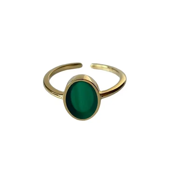 FIHR COLLECTION Gold-plated Green Onyx Ring - Gold/green