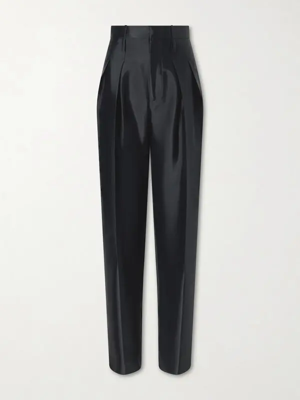 Bottega Veneta Pleated Twill Straight-leg Pants - Black