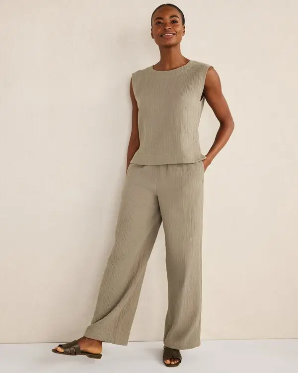 HAVEN WELL WITHIN Organic Cotton Gauze Straight Leg Pants