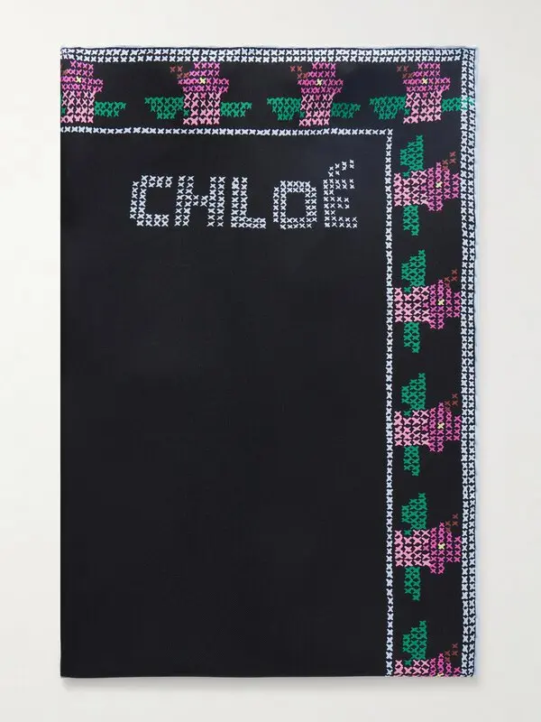 Chloé Printed Silk Scarf - Black